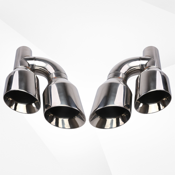 Dual 2.5" Inlet to Quad 4" Outlet H-type Exhaust Tips – Dual Wall, Sla ...