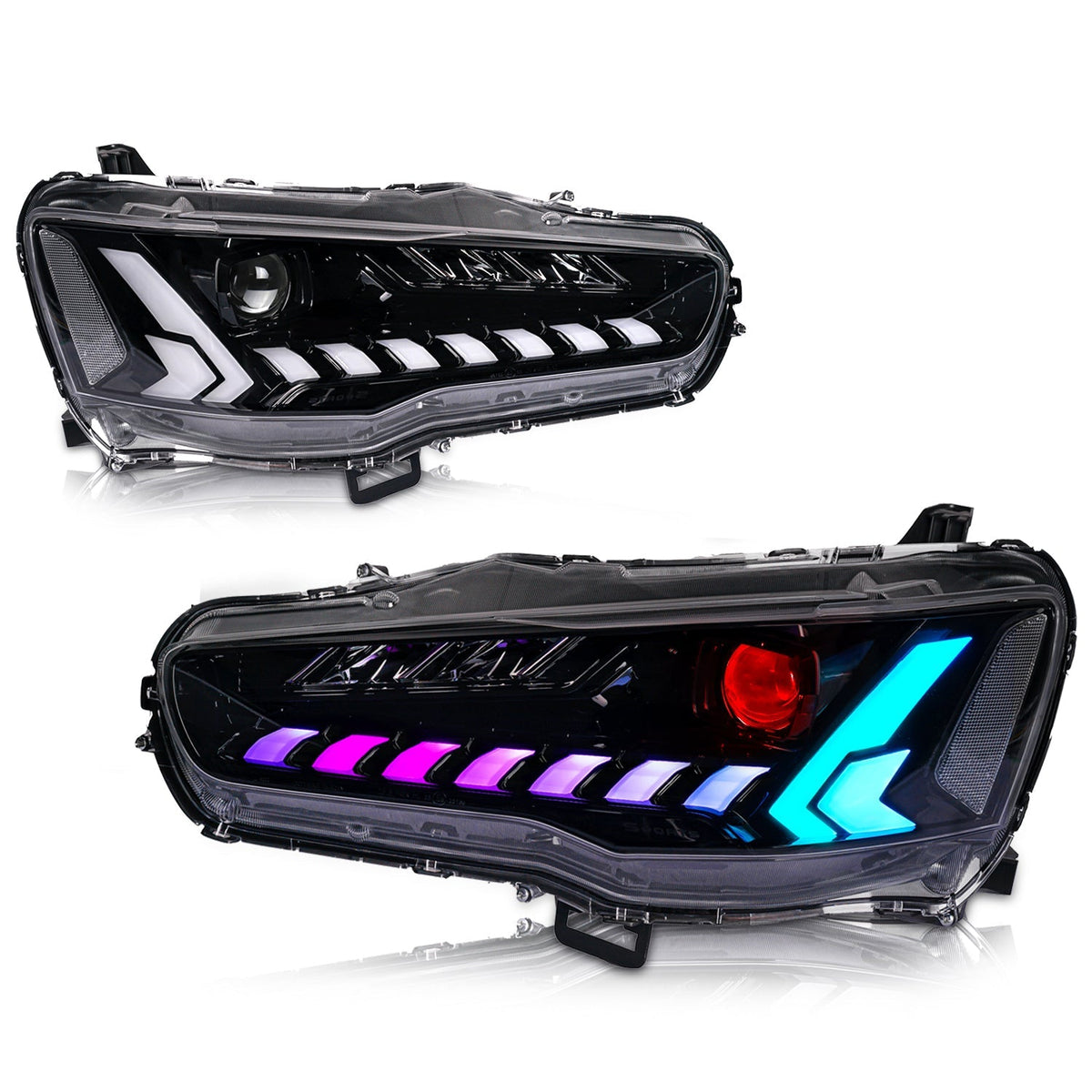 Mitsubishi Lancer EVO X 2008–2024 LED Headlights Assembly, RGB DRL, Se ...